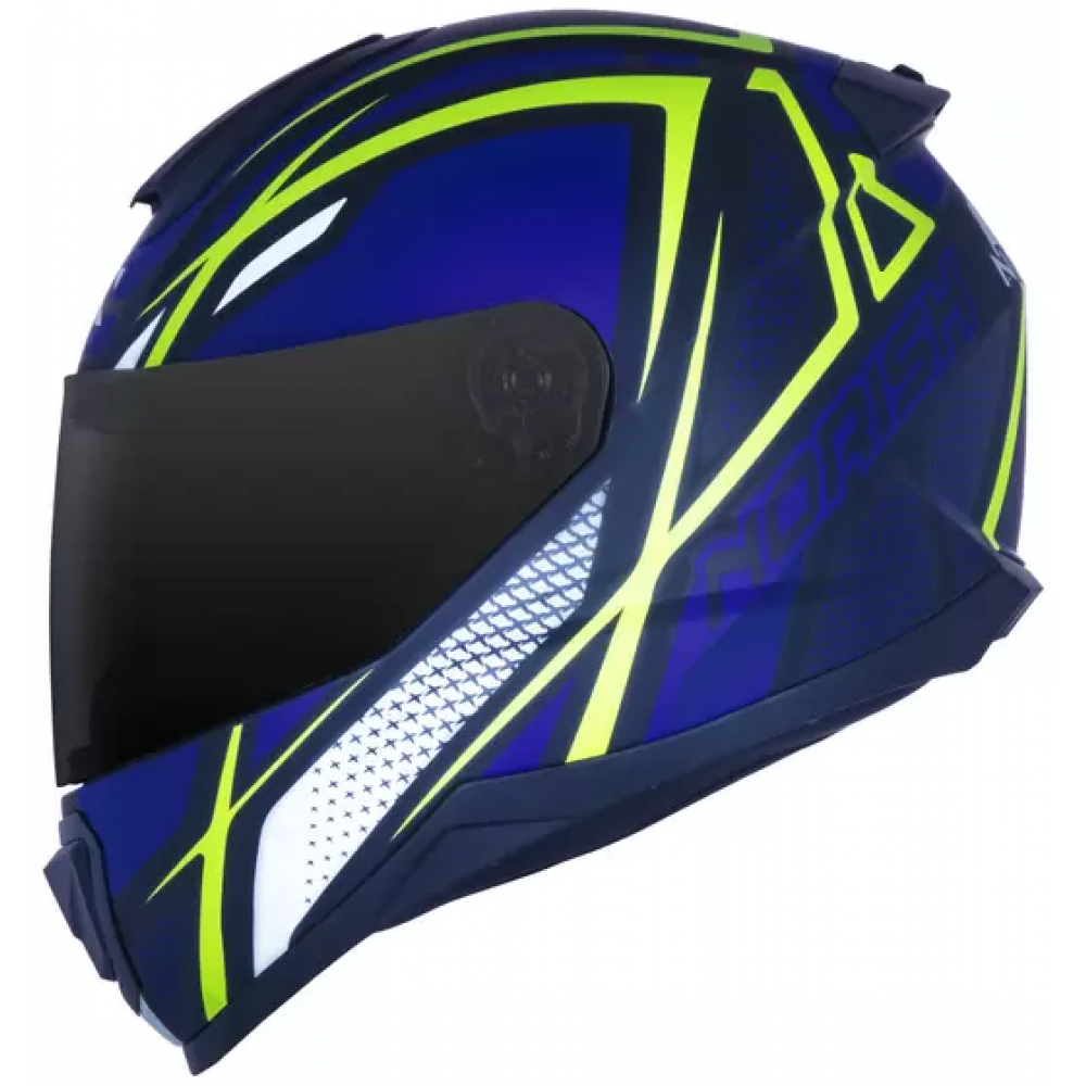CAPACETE NORISK FF802 RAZOR NINJA AZUL FOSCO COM AMARELO